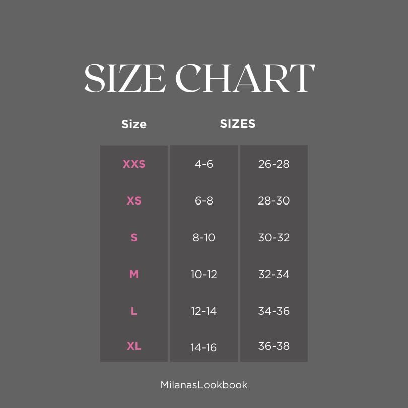 Size Guide - Milana's Lookbook